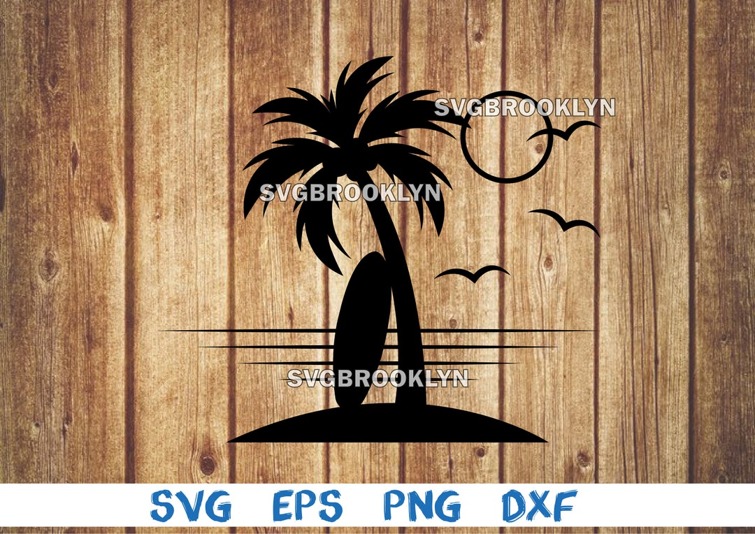 Surf Board, Landscape, Surfing, Island, Palm Tree, Sun, Svg, Png, Eps ...