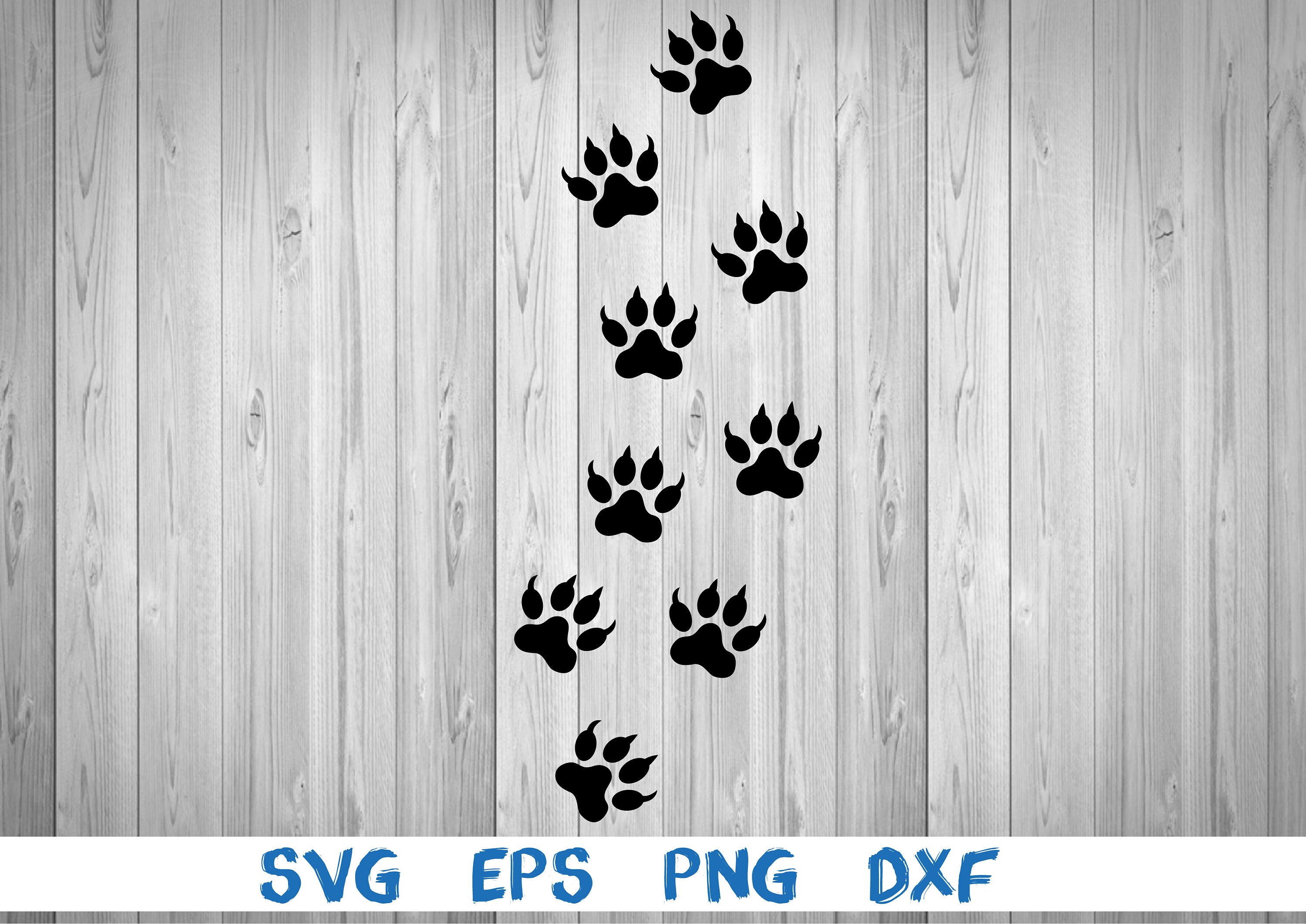 Cat Paw Print Track, Silhouette, Picture, Svg, Png, Eps, Dxf, Digital ...