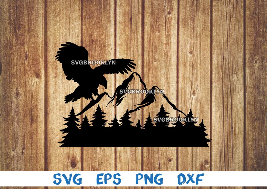 Flying Eagle, Mountain, Forest, Eagle, Landscape, Svg, Png, Eps, Dxf ...
