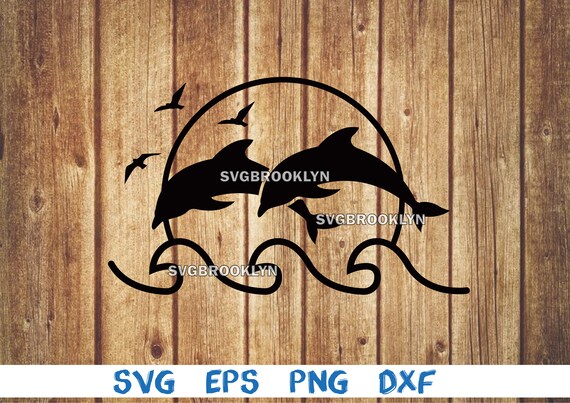 Dolphin Wave Birds Sunset Silhouette Landscape Svg Png - Etsy