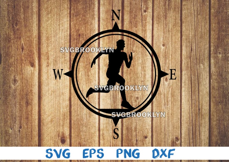Runner Running Man Running Man Compass Picture - Etsy