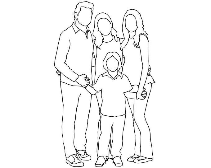 Custom Line Drawing, Line Art, Family Portrait, Couple Portrait From ...