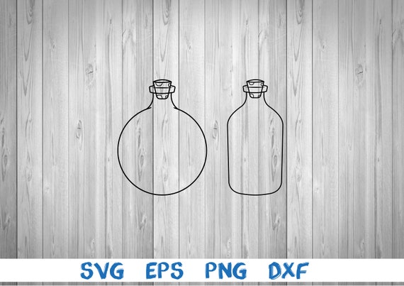 Bottle Outline Round Bottle Bottle With Cork Glass Bottle | Etsy