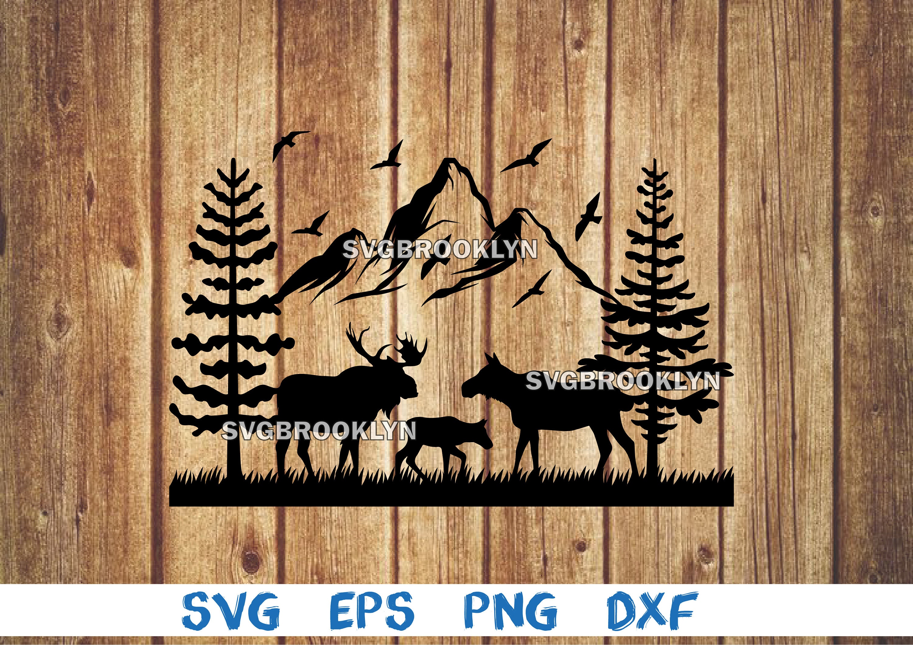 Moose, Deer, Moose Family, Baby Moose, Silhouette, Picture, Landscape ...