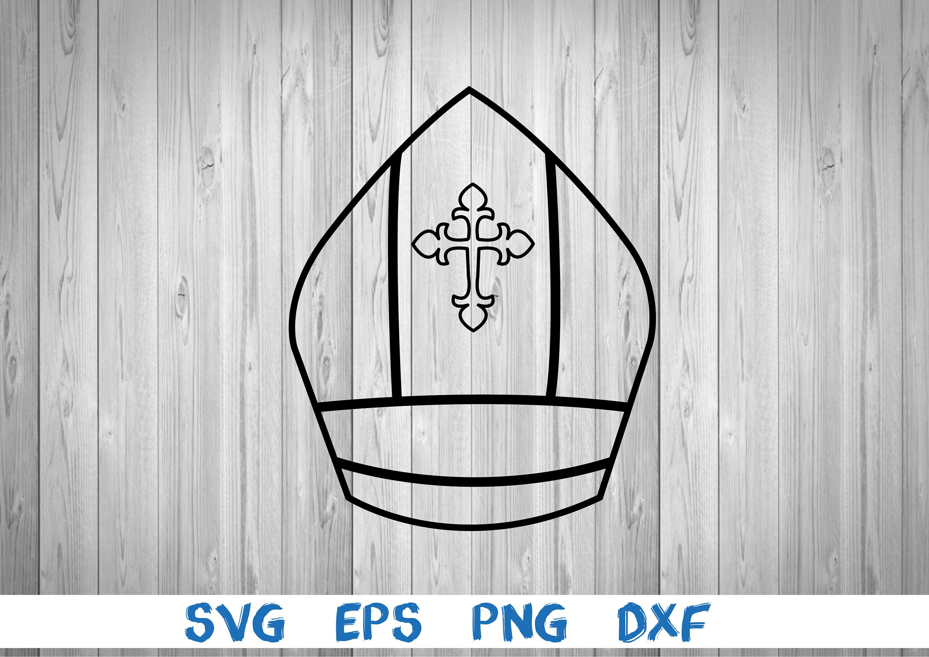 Bishops Mitre Hat Line Art