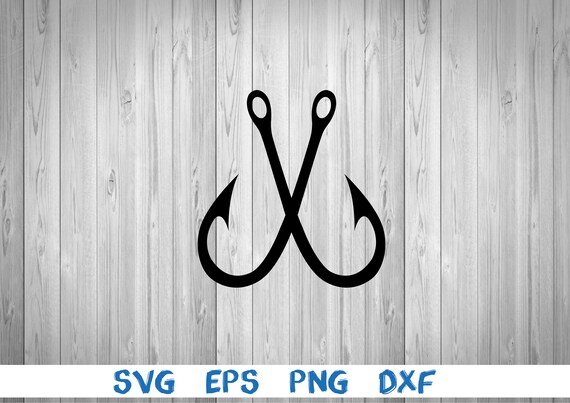 Crossed fishing hooks picture svg png eps dxf digital | Etsy