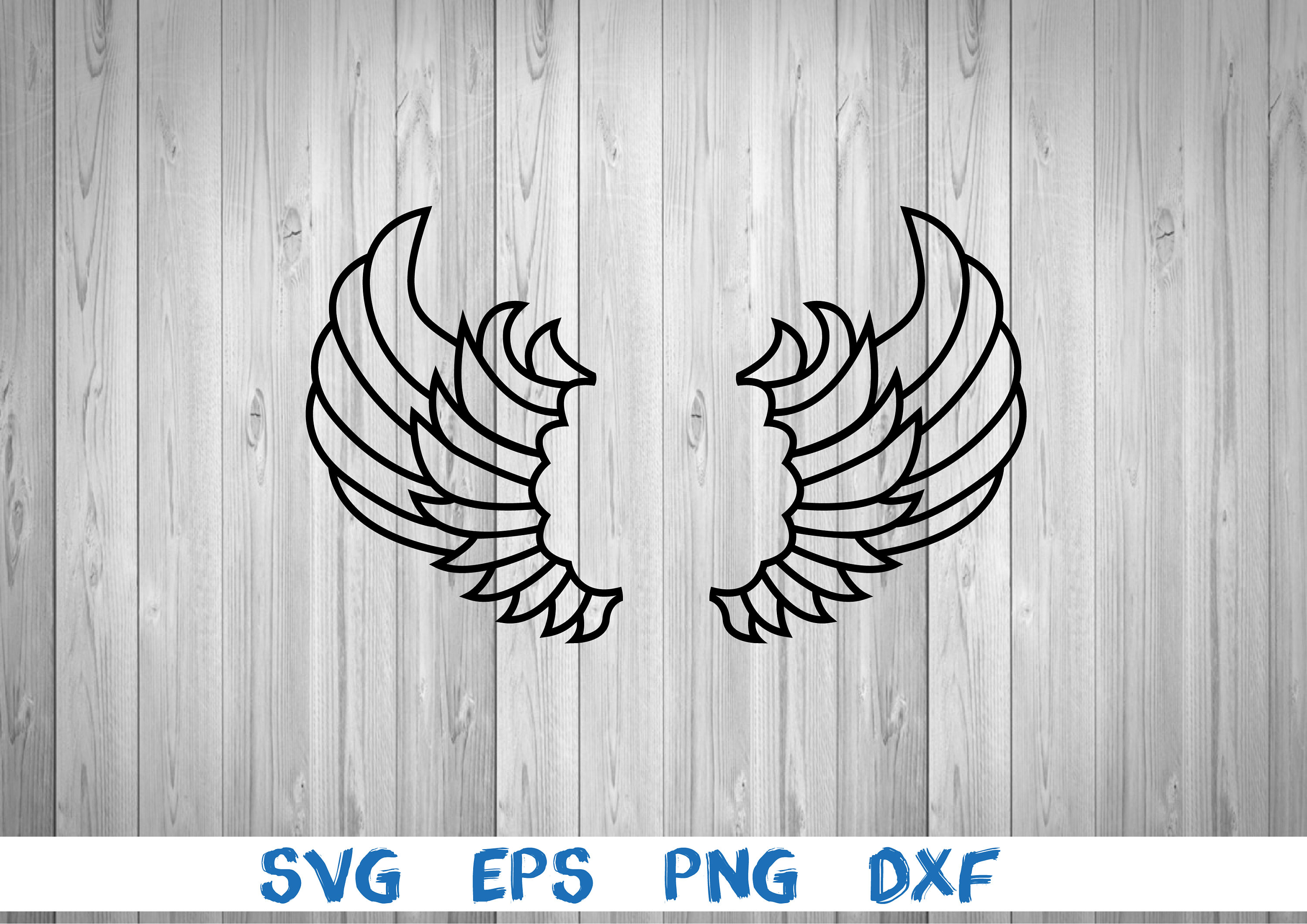 .svg .eps .dxf .png .jpg Files Angel Wings Pair 338 Stencil Digital ...