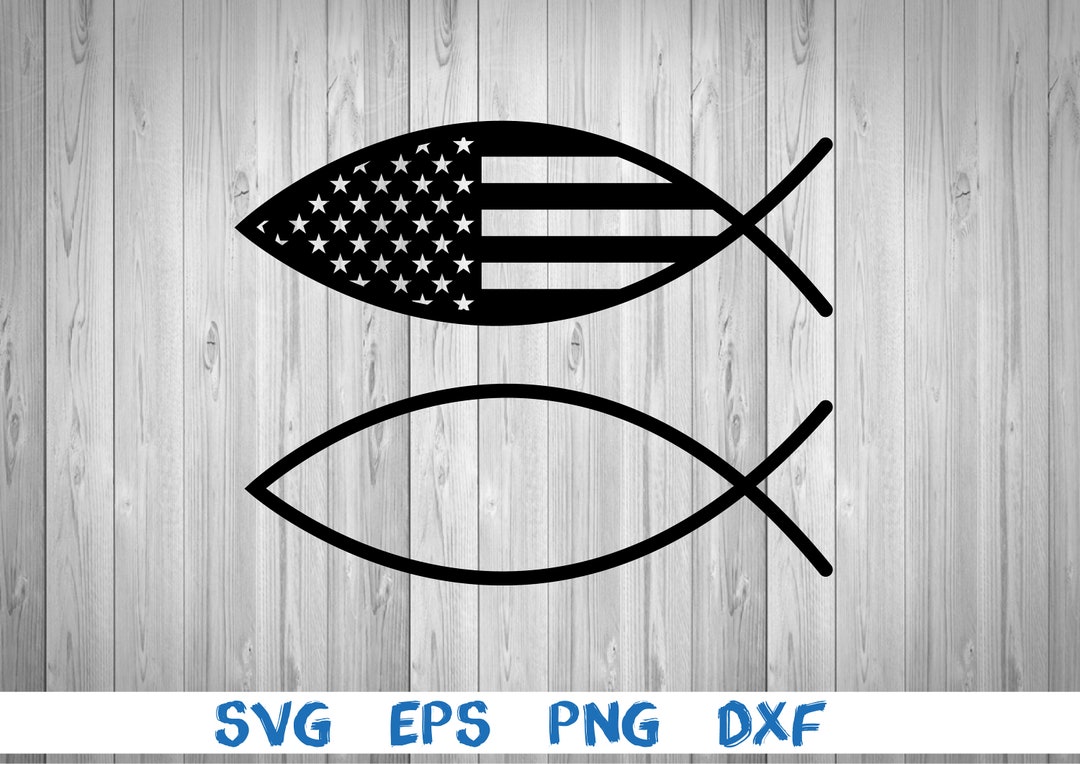 Christian Fish, Symbol, Icon, USA Flag and Christian Fish, Silhouette ...