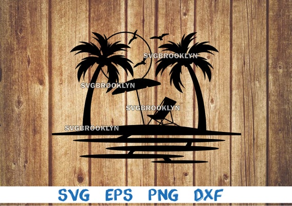 Palm Tree Tropical Island Sunset Beach Chair Beach | Etsy