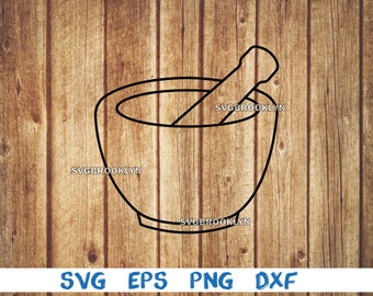 Mortar and Pestle Outline SVG, Mortar & Pestle SVG, Mortar and Pestle ...