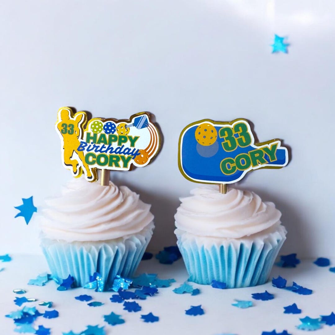 Custom Pickleball Cupcake Toppers, Padel Cupcake Toppers, Pickleball ...