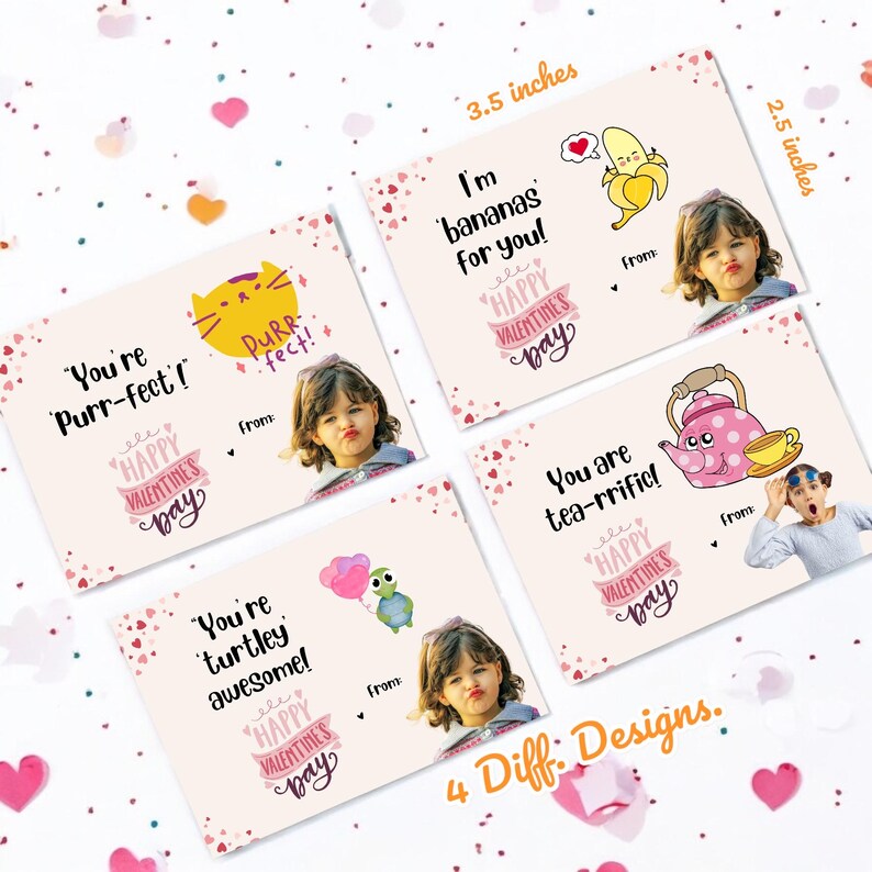 Personalized Kids Valentine Cards: Funny Face Cards for School ...