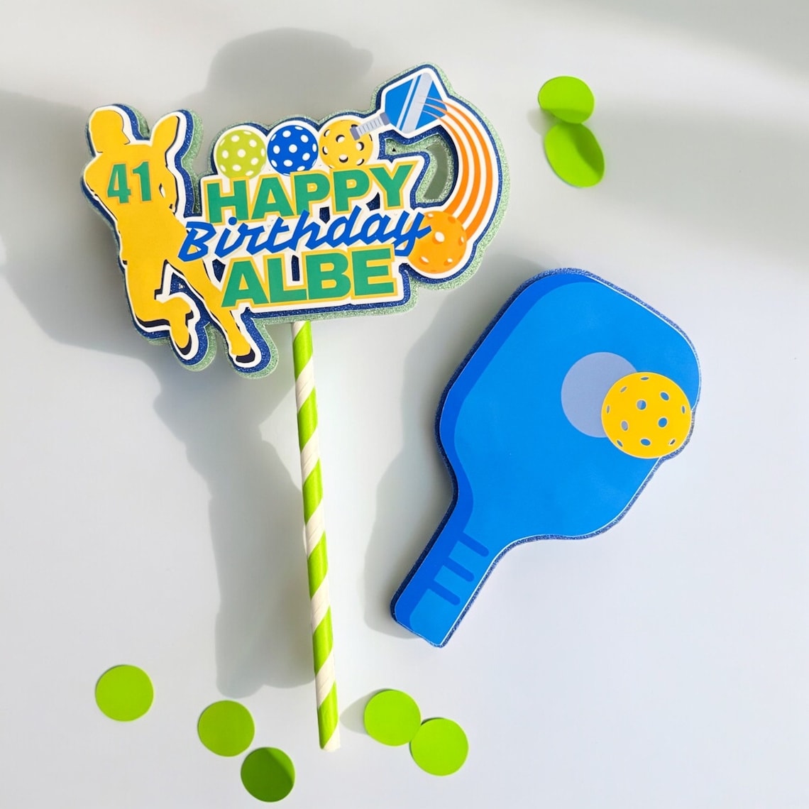 Custom Pickleball Birthday Cake Topper | Name & Age | Pickleball Party ...