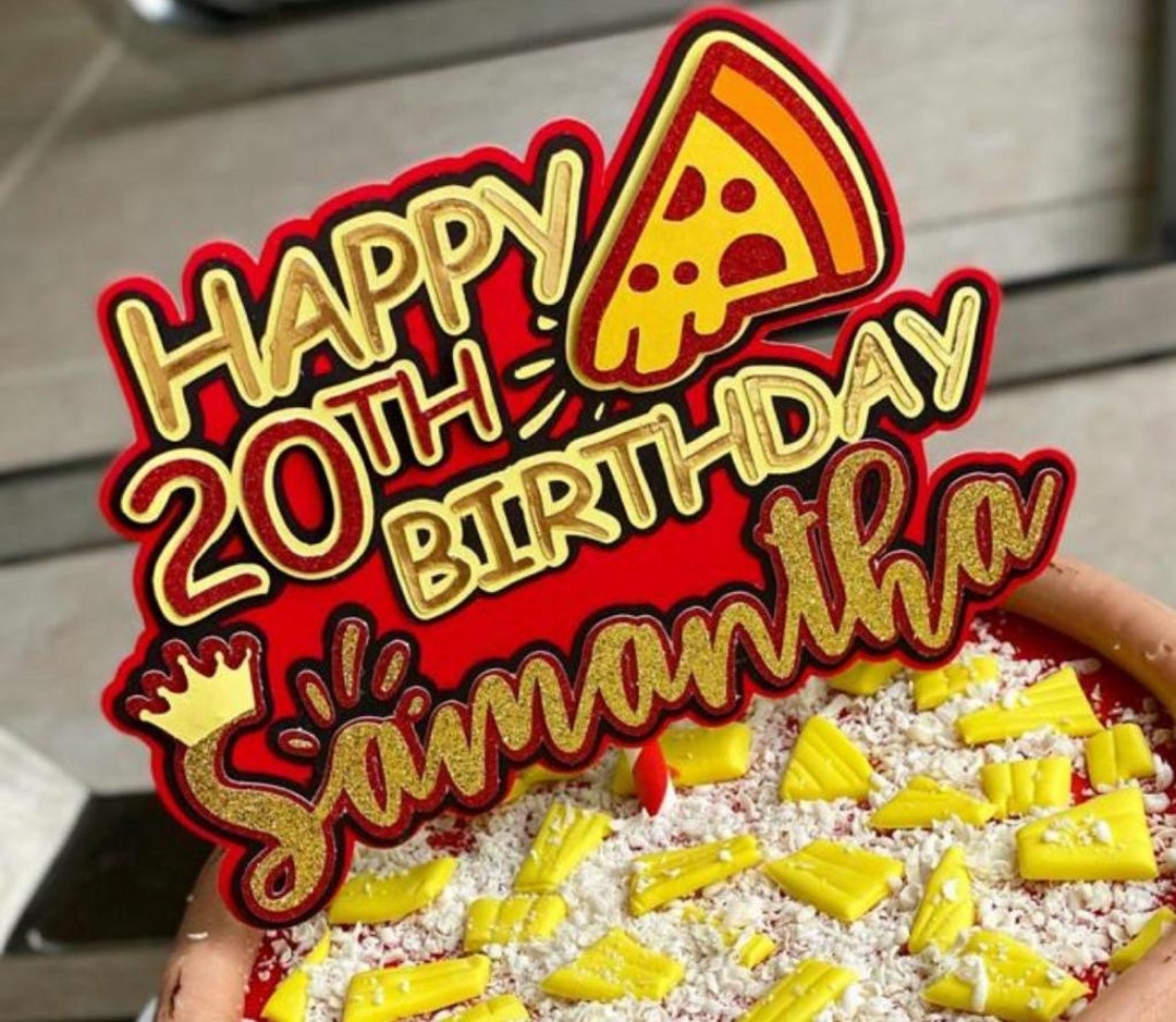 Custom Pizza Birthday Cake Topper Pizza Party Deco Pizza Birthday - Etsy