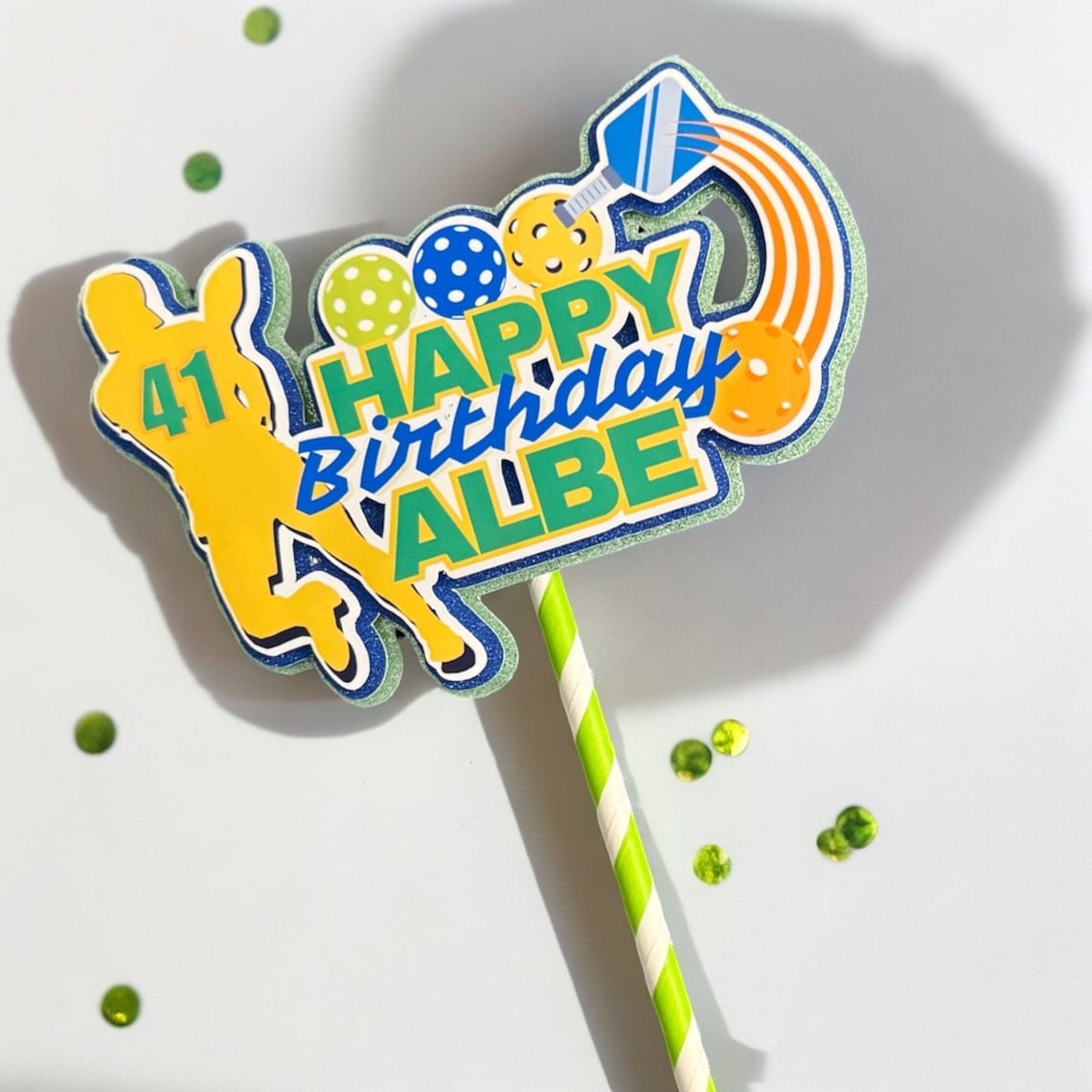Custom Pickleball Birthday Cake Topper | Name & Age | Pickleball Party ...