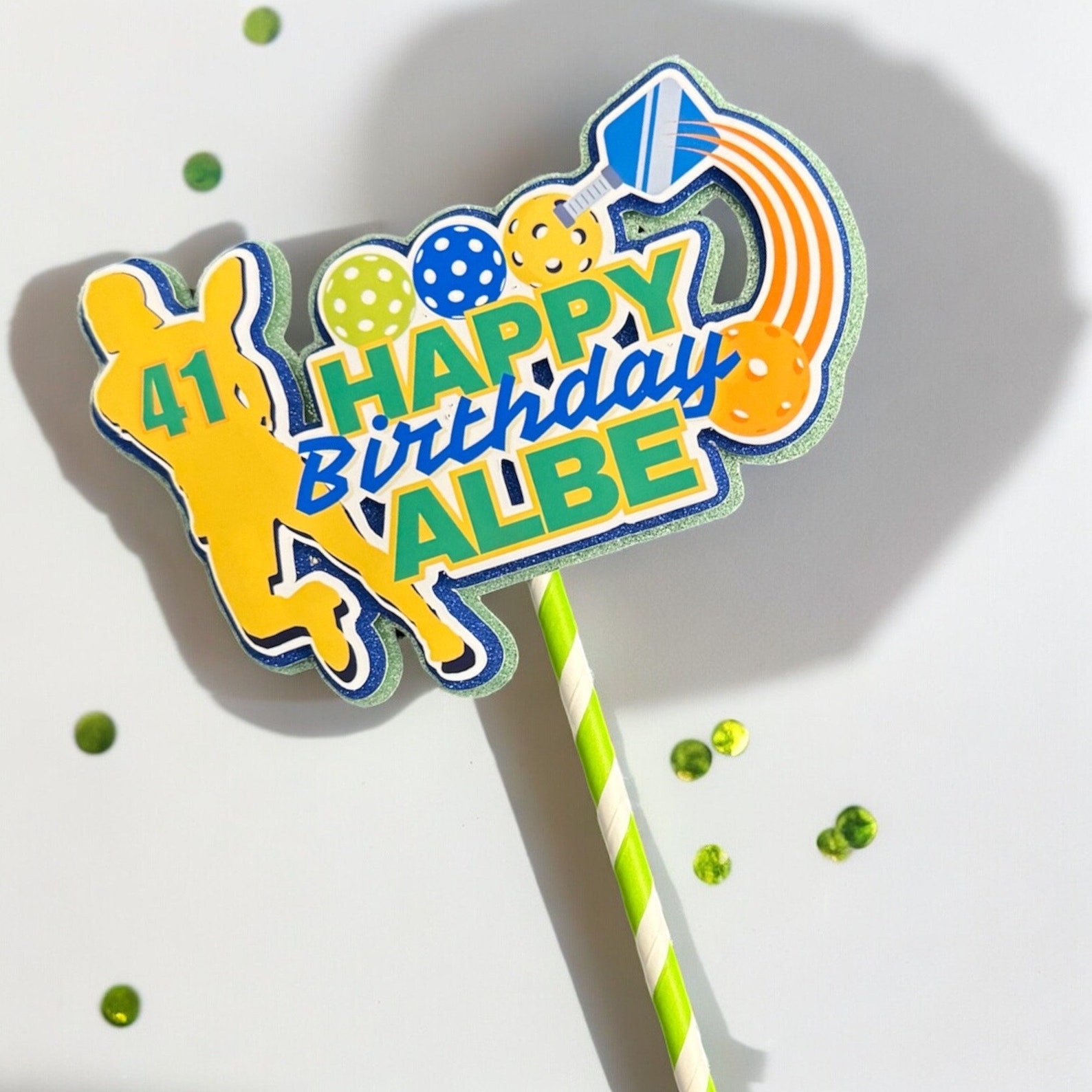 Custom Pickleball Birthday Cake Topper | Name, Age | Party Decorations ...