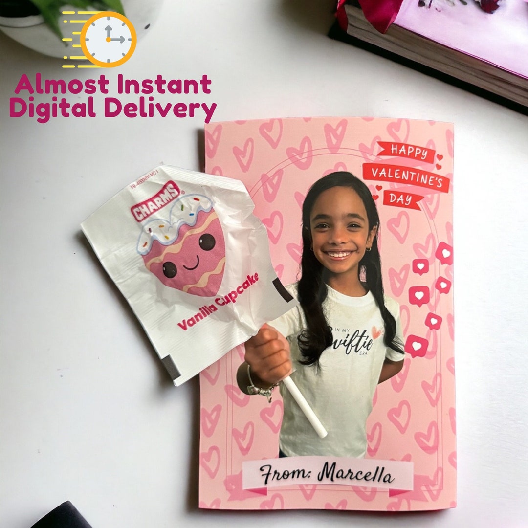 Printable Lollipop Valentines Card Classroom Photo Valentines Cards for ...