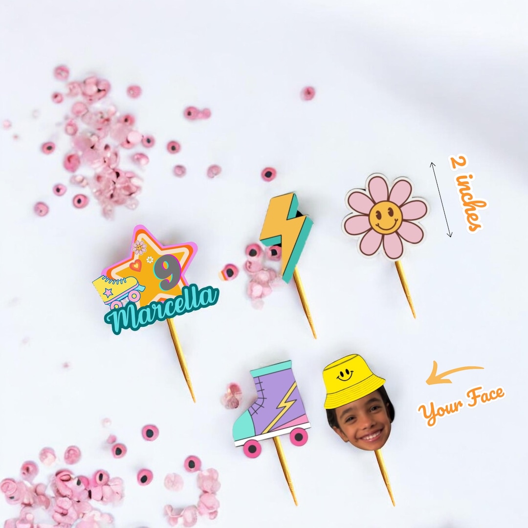 Preppy Cupcake Toppers for Girls Birthday, Hippie Vibes, Boho Birthday ...