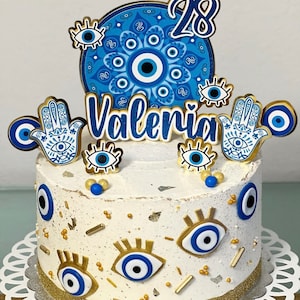 Customized Evil Eye Cake Topper, Evil Eye Birthday Cake Decoration ...