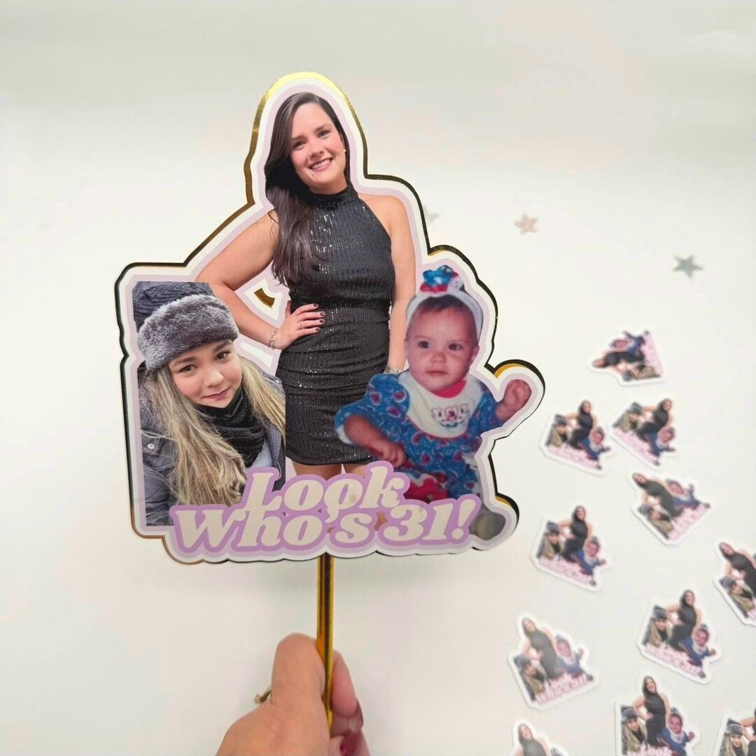 Personalized Photo Collage Cake Topper: Custom Birthday Confetti Decor ...
