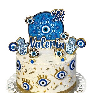 Customized Evil Eye Cake Topper, Evil Eye Birthday Cake Decoration ...
