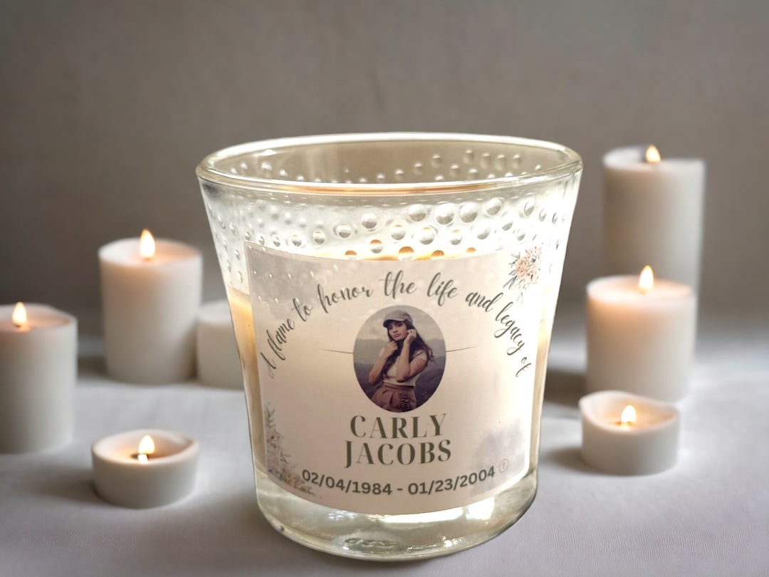 Printable Memorial Candle Sticker Label Custom Bereavement Gift ...
