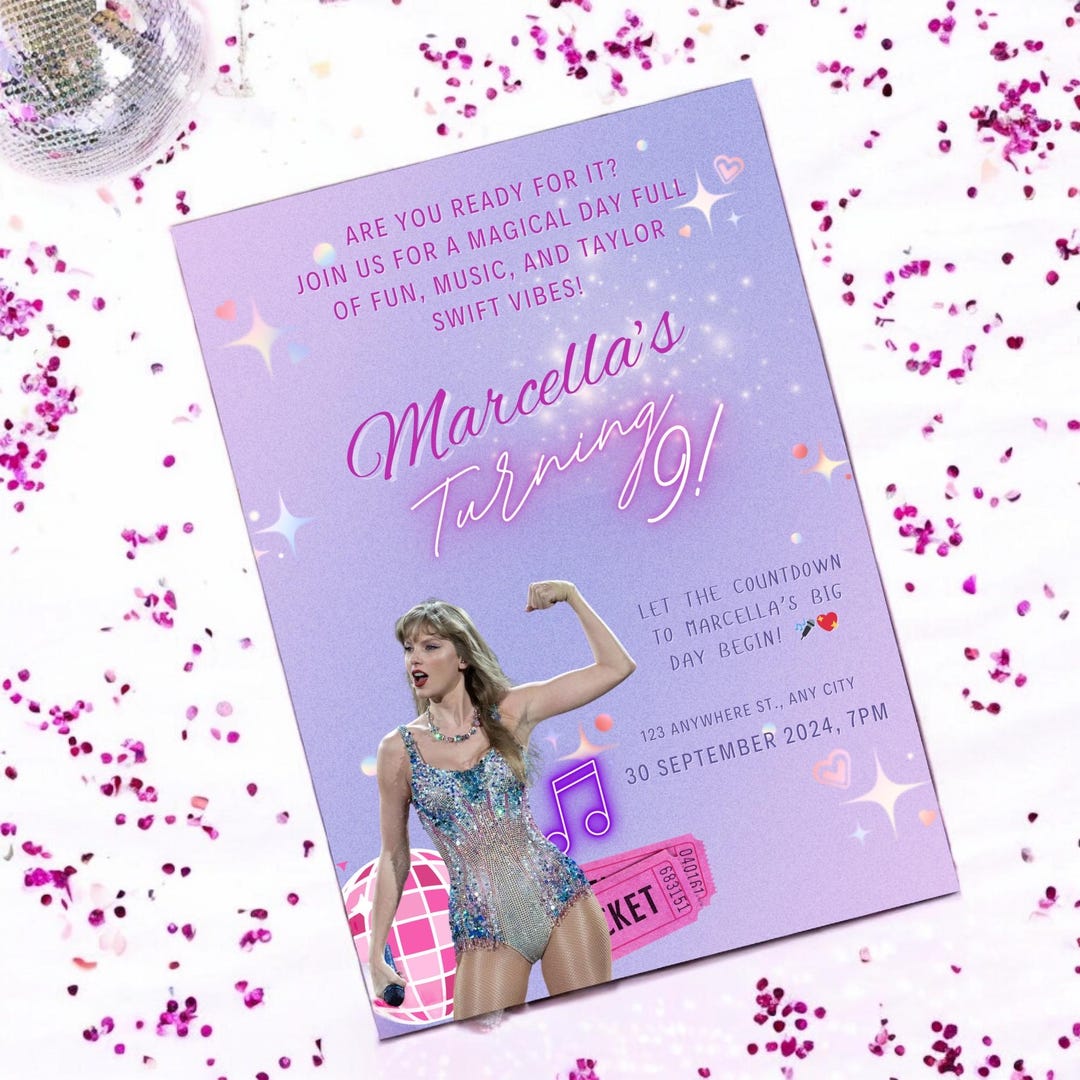 Printable T Swift Invitation, T Swift Birthday Party, Eras Invitation ...