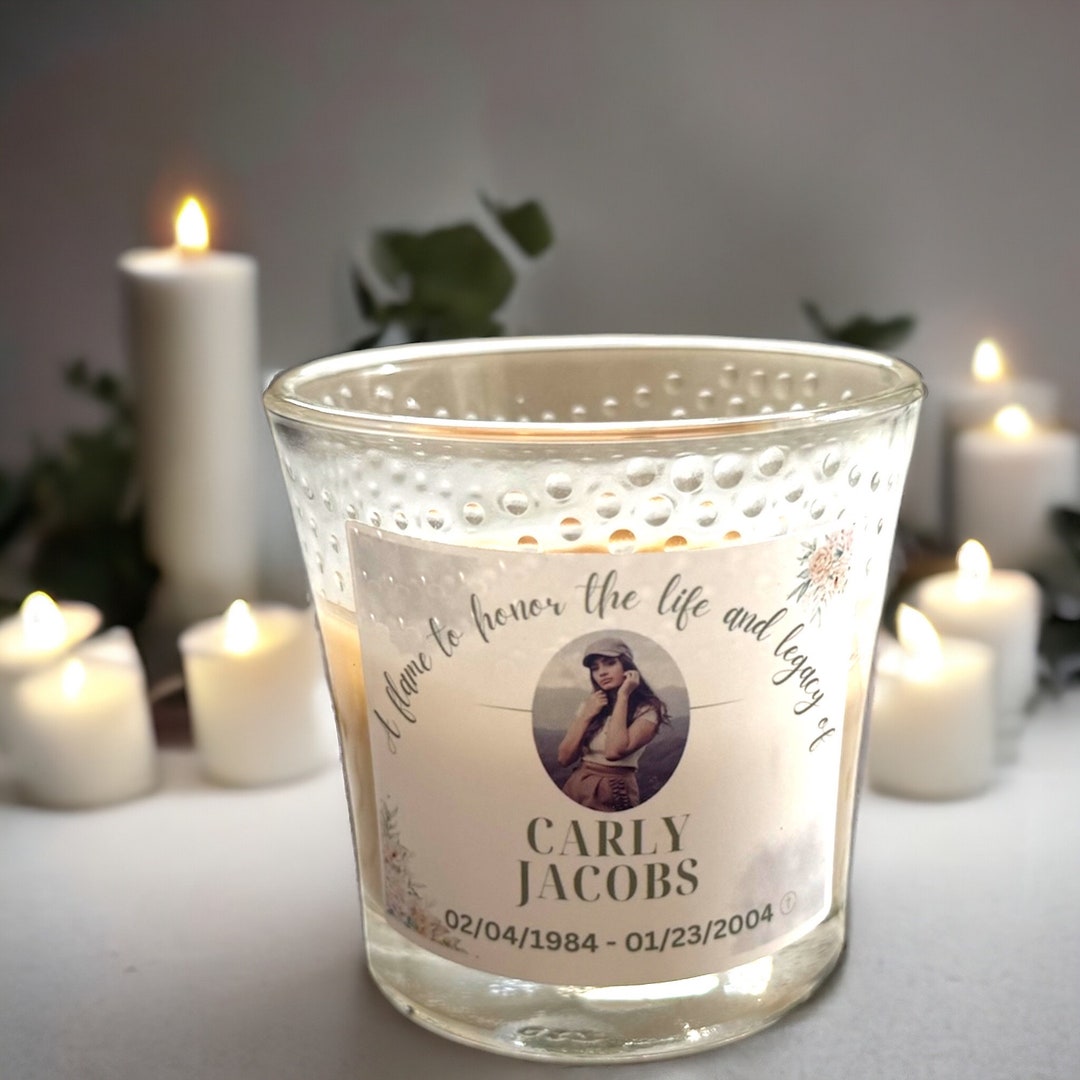 Memorial Candle Sticker Label Custom Bereavement Gift Personalized ...