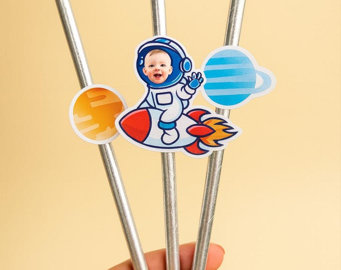 Space Party Paper Straws | Rocket, Astronaut, Moon, Planet, Star, Outer ...