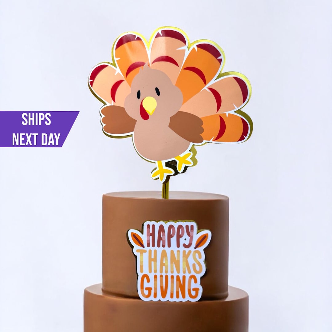 Thanksgiving Cake Topper, Friendsgiving Decor, Autumn Cake Decor ...