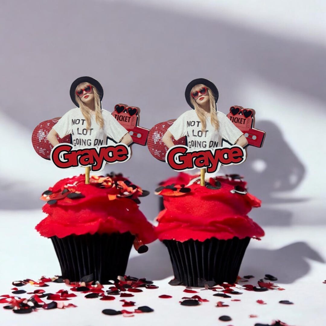 T Swift Cupcake Toppers, Singer Birthday Party, Singer Party Decor ...