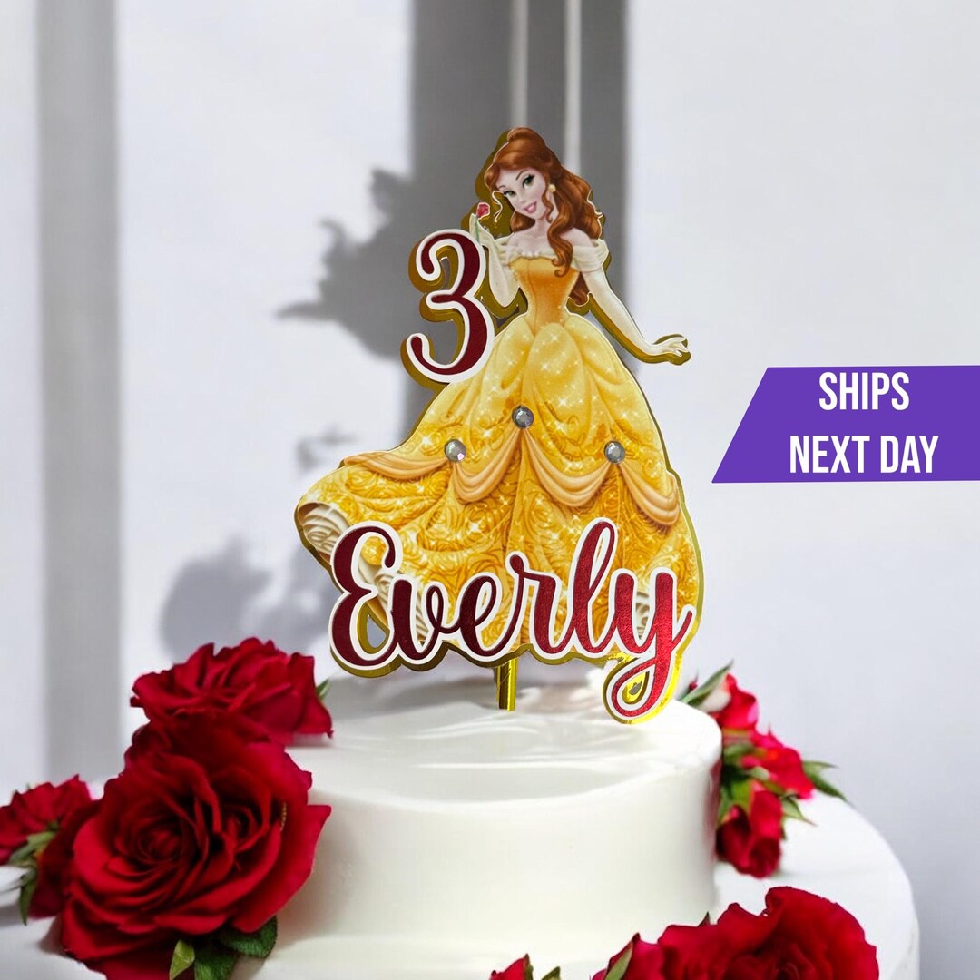 Custom Belle Cake Topper - Elegant Personalized Name Decor for Birthday ...