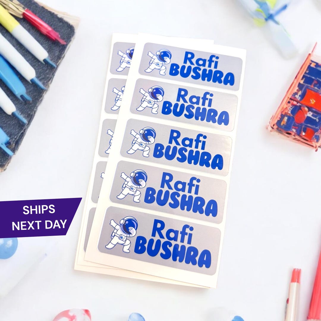 Personalized Astronaut Name Labels: Space Theme School Stickers - Etsy