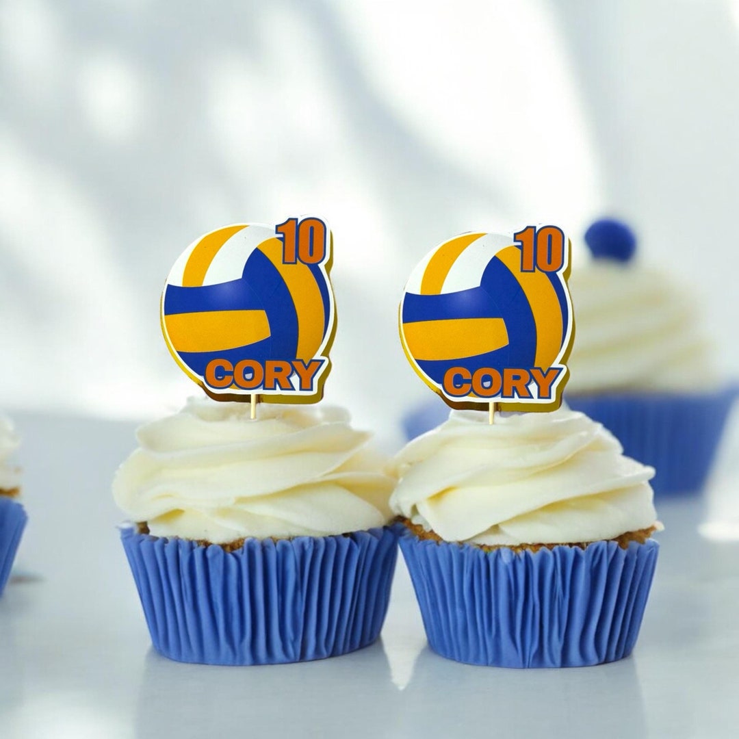 Custom Volleyball Cupcake Toppers, Volleyball Birthday, Volleyball ...
