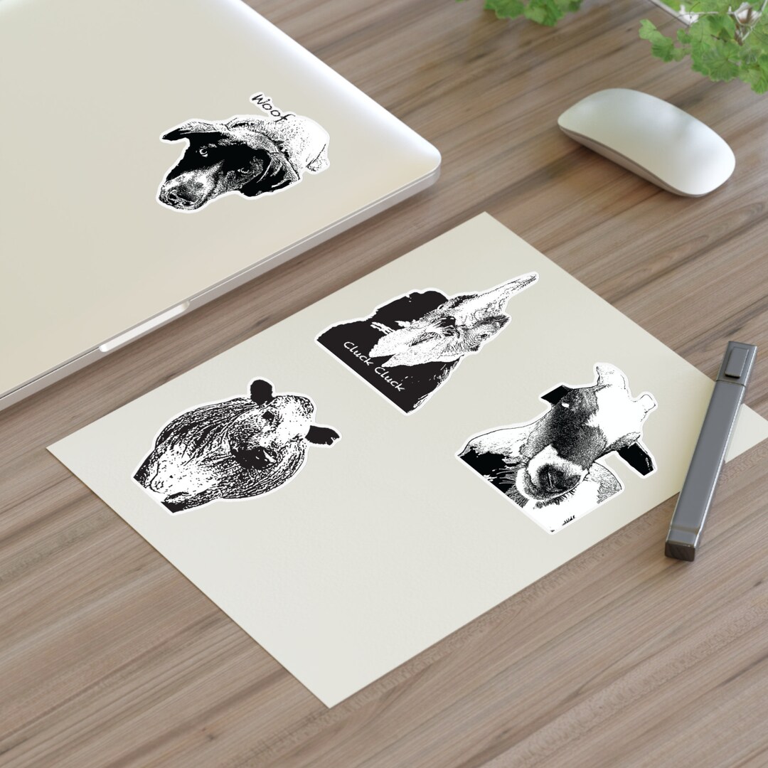 Barn Animal Black and White Sticker Sheet - Etsy