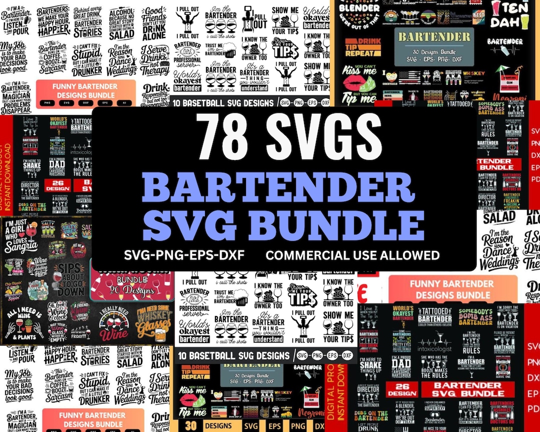 Bartender SVG Bundle | 78 Designs | Funny Bartender Quotes, Mixology ...