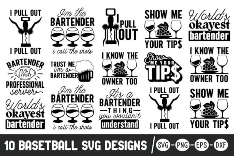 Bartender SVG Bundle | 78 Designs | Funny Bartender Quotes, Mixology ...