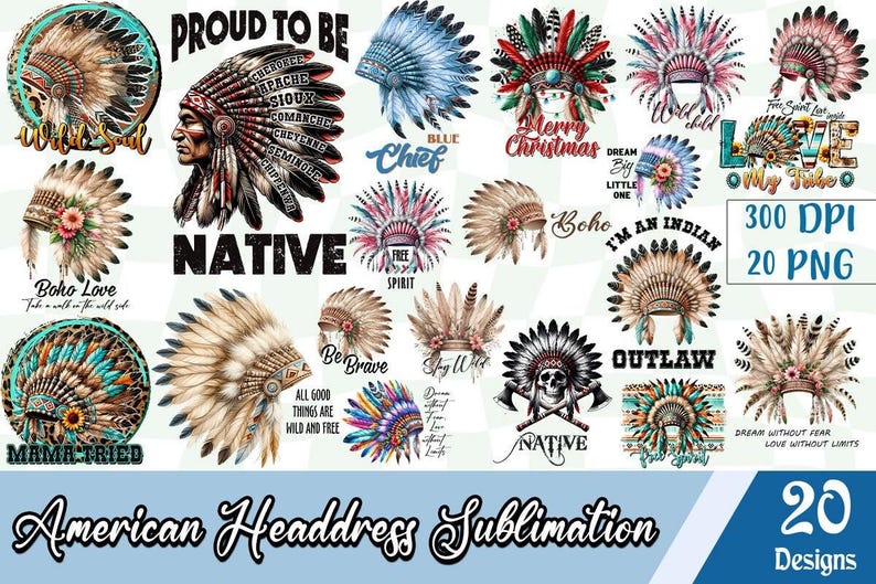 Native American SVG Mega Bundle | 200+ Designs | Feather Headdress ...