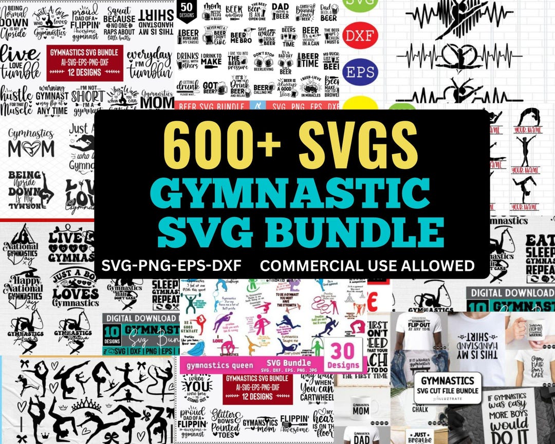 Gymnastics SVG Mega Bundle | 600+ Designs | Gymnast Poses, Silhouettes ...
