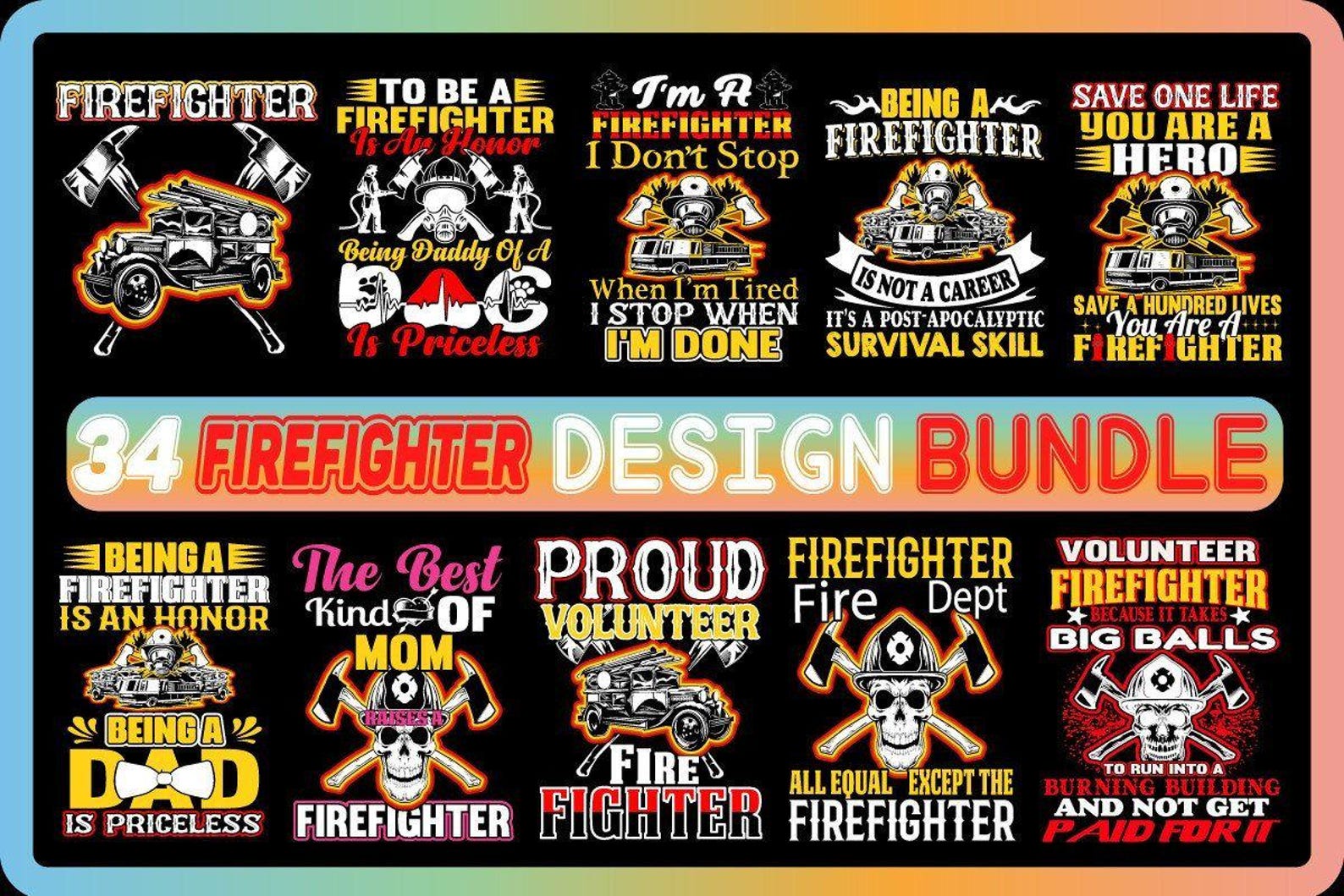 Firefighter SVG Bundle | 200+ Firefighter Designs | Fire Dept, Fireman ...