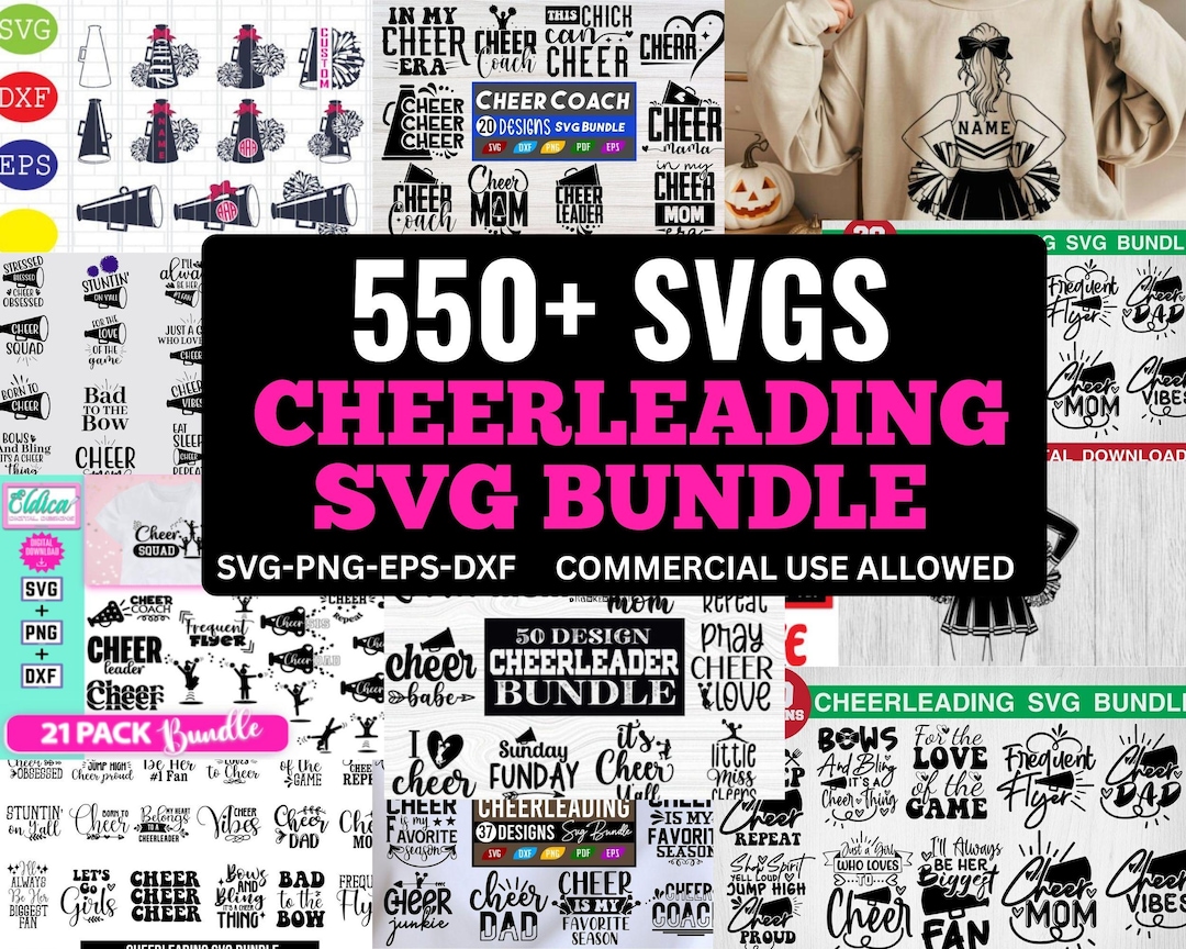 Cheerleading SVG Mega Bundle | 550+ Designs | Cheer Mom, Coach ...
