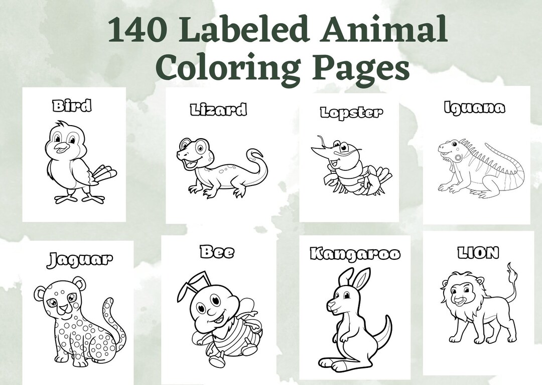 140 Labeled Animal Coloring Pages for Kids, Printable Coloring Pages ...