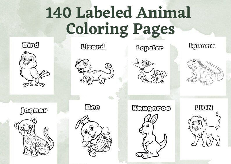 140 Labeled Animal Coloring Pages for Kids, Printable Coloring Pages ...