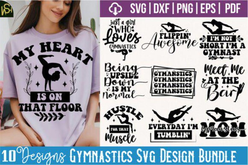 Gymnastics SVG Mega Bundle | 600+ Designs | Gymnast Poses, Silhouettes ...