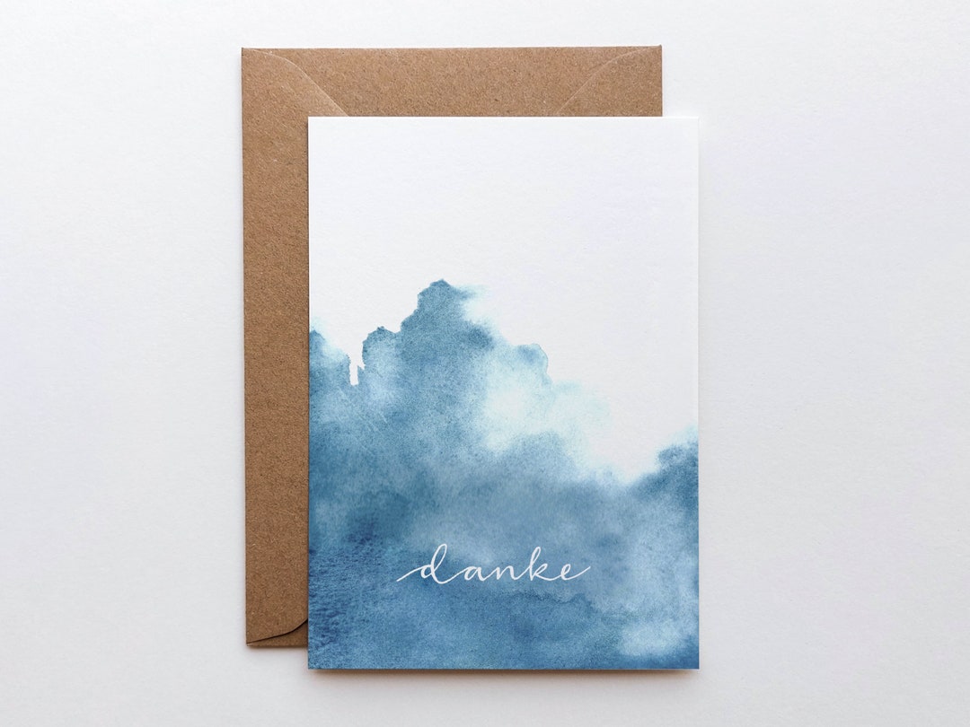 Dankeskarte / Karte Danke mit Aquarell Design / Klappkarte zum danke ...