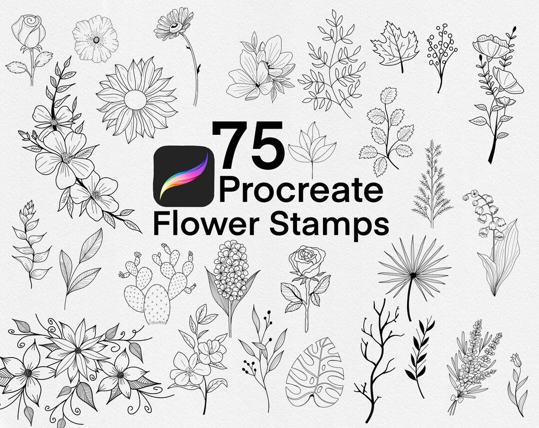 Procreate Flower Stamps, Procreate Floral Brushset, Commercial Use ...