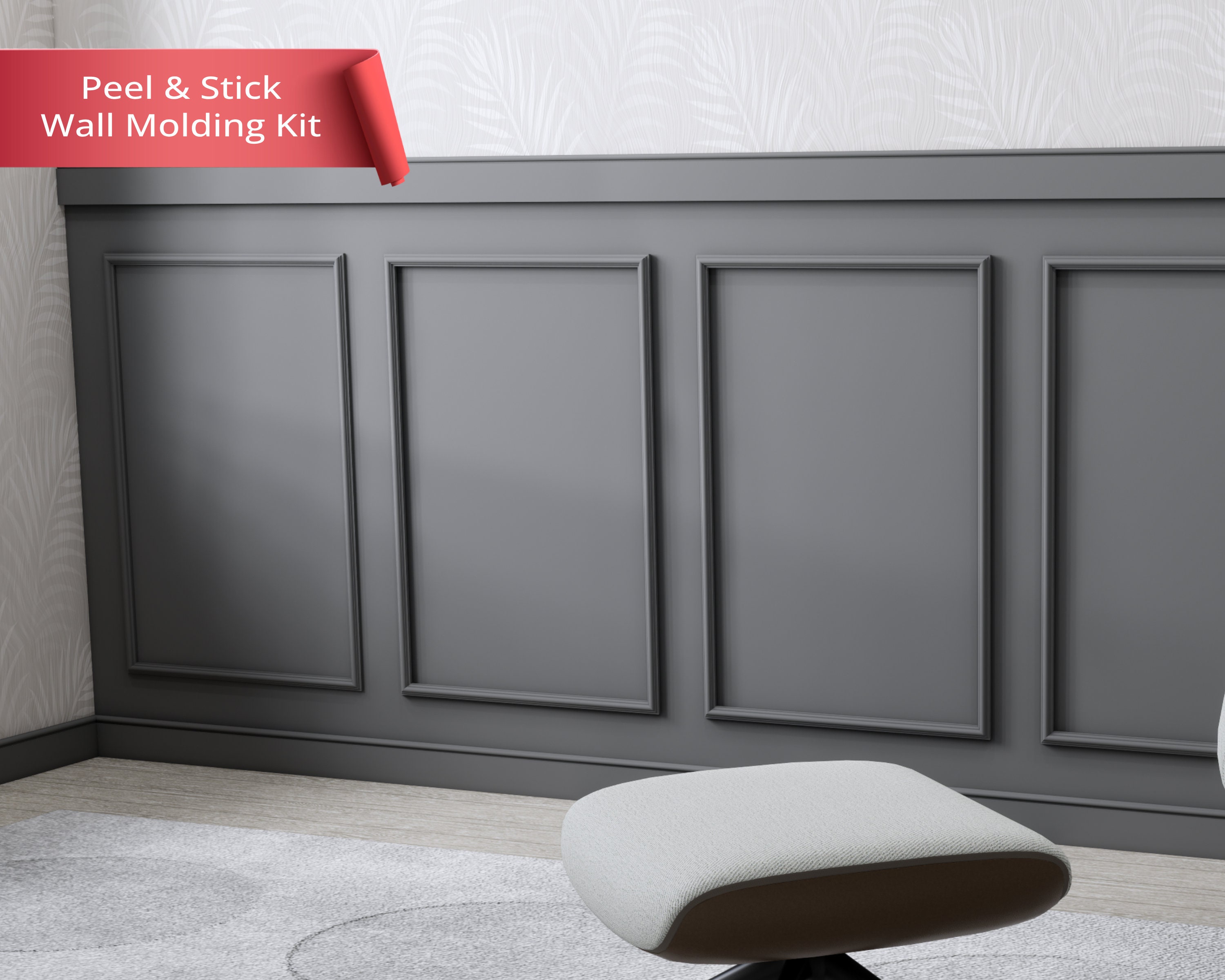 Peel and Stick Half Wall Moulding Kit, Wainscotting Panels, Self ...