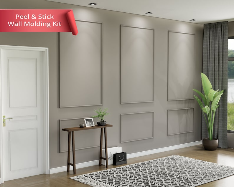 Peel and Stick Wall Moulding Kit, Wainscotting Panels, Self Adhesive ...