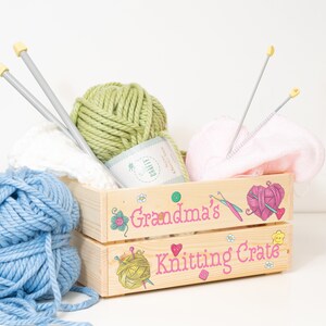 Personalised Wooden Knitting Crate Box With Name. Mothers Day, Grandma ...