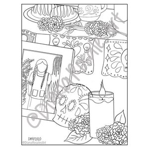 Dia De Los Muertos Coloring Page | Day of the Dead | Instant Digital ...